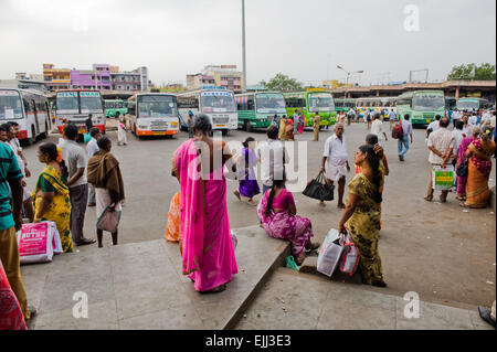 The central Bus Station in Pondicherry, Tamil Nadu, India Stock Photo ...