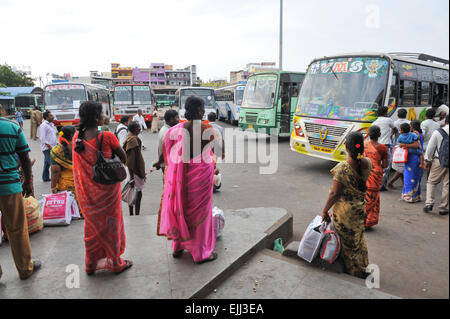 The central Bus Station in Pondicherry, Tamil Nadu, India Stock Photo ...