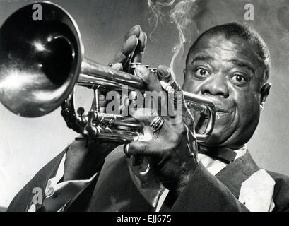 Louis Armstrong (1901-1971), American Jazz Performer, Playing Trumpet ...