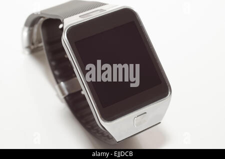 Black smartwatch isolated on a white background, new message Stock ...