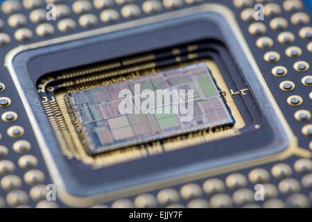 Close-up of an opened Intel 80486DX (i486) microprocessor, one of the ...