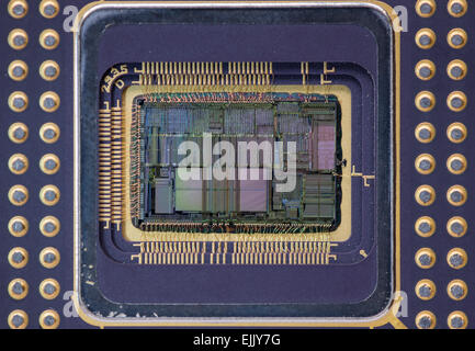 Close-up of an opened Intel 80486DX (i486) microprocessor, one of the ...