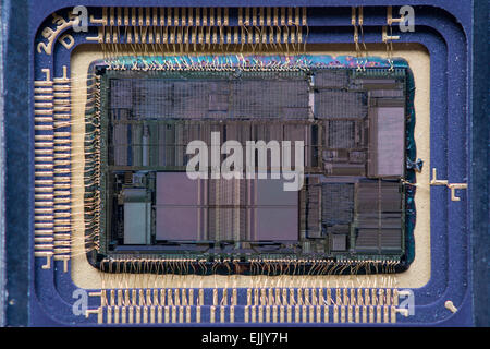 Close-up of an opened Intel 80486DX (i486) microprocessor, one of the ...