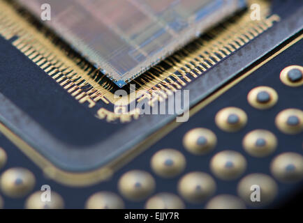 Close-up of an opened Intel 80486DX (i486) microprocessor, one of the ...