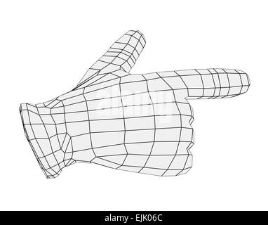 Wire-frame hand pointing finger. Front view Stock Photo - Alamy