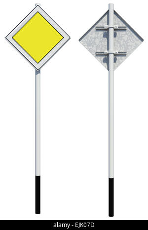 Square road sign. Rear view. Isolated Stock Photo - Alamy