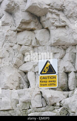 Warning sign on the chalk cliffs between Dover and Deal warning about ...