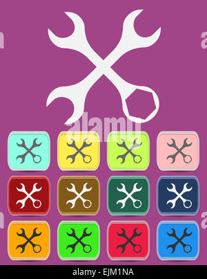 Wrench icon isolated on glossy orange round button abstract ...