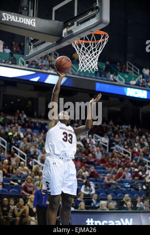 South Carolina center Elem Ibiam makes an offensive rebound over ...