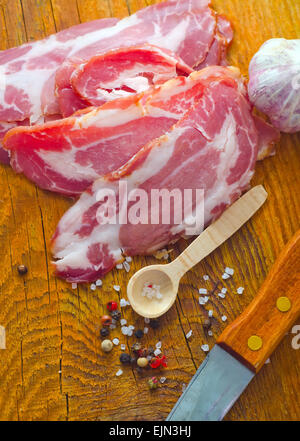 bacon and aroma spice on a table Stock Photo - Alamy