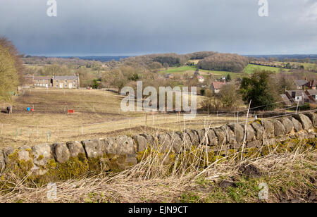View of Crich village in the Amber Valley area of Derbyshire UK with ...