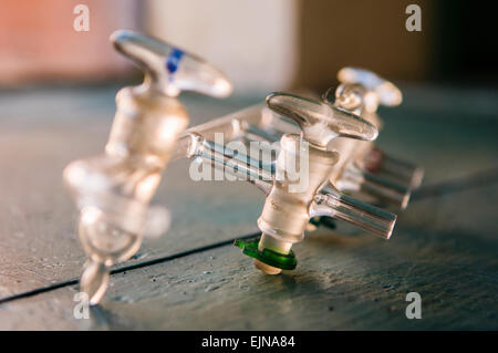 Gas supply taps valves for laboratory fume cupboard Stock Photo - Alamy