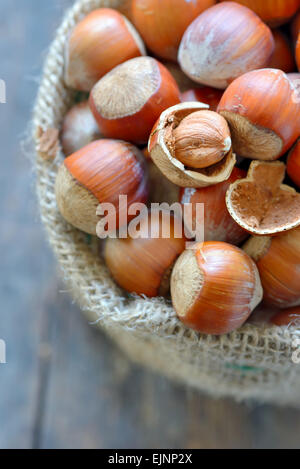 Filberts in bag Stock Photo - Alamy