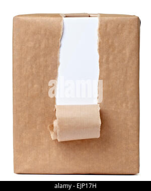 close up of a ripped wrapped box on white background Stock Photo - Alamy