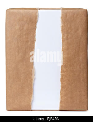 close up of a ripped wrapped box on white background Stock Photo - Alamy