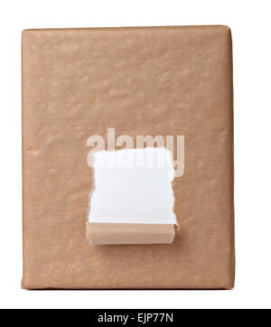 close up of a ripped wrapped box on white background Stock Photo - Alamy