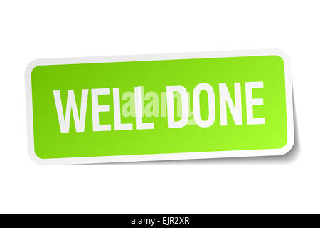 done green square sticker on white background Stock Photo - Alamy