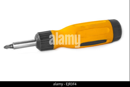 Yellow screwdriver isolated on white background Stock Photo - Alamy