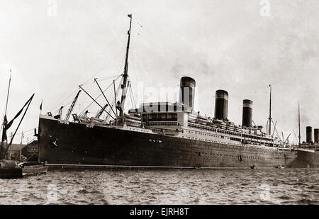 The ocean liner 'Leviathan' at a New York City pier, c. 1920s. She was ...