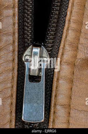 zipper at a leather jacket Stock Photo - Alamy