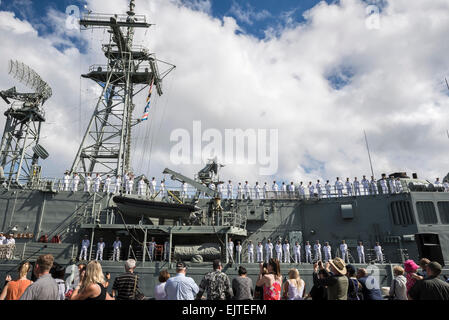 Sydney, AUSTRALIA - April 01, 2015: Olivia Usback (Uniform) of frigate ...