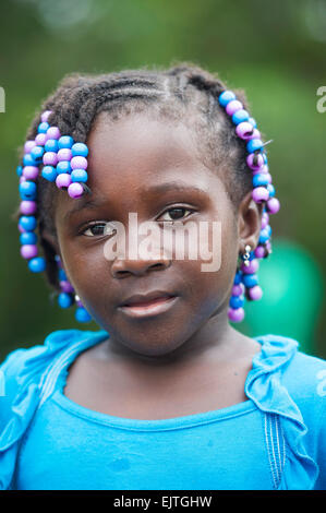 Maroon girl at a village on the Upper Suriname River, Suriname Stock ...