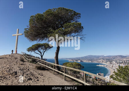 Benidorm cross, crucifix on the hill overlooking the town and, playa ...