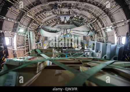 The loaded cargo hold of the military Airbus A400M of the German Air ...