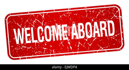 welcome aboard red square grunge textured isolated stamp Stock Photo ...