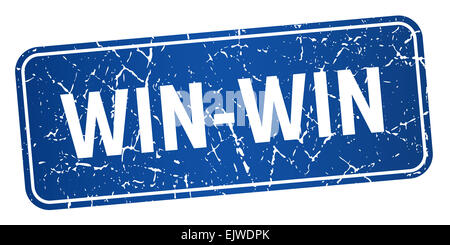 win-win blue square grunge textured isolated stamp Stock Photo - Alamy