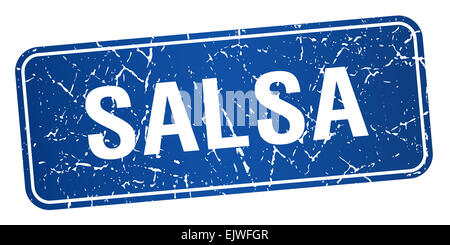 delicious salsa blue square grunge textured isolated stamp Stock Photo ...