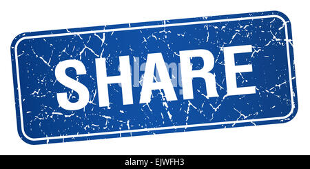 share blue square grunge textured isolated stamp Stock Photo - Alamy