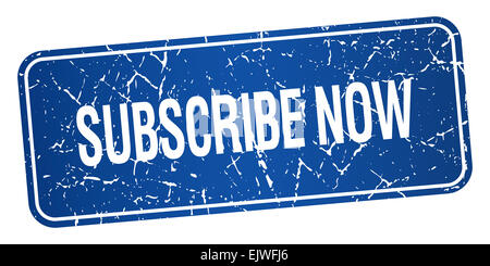subscribe blue square grunge textured isolated stamp Stock Photo - Alamy