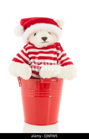 Stuffed Christmas bear isolated over white background Stock Photo - Alamy