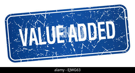 value added blue square grunge textured isolated stamp Stock Photo - Alamy