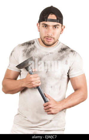 young muscular latin janitor Stock Photo - Alamy