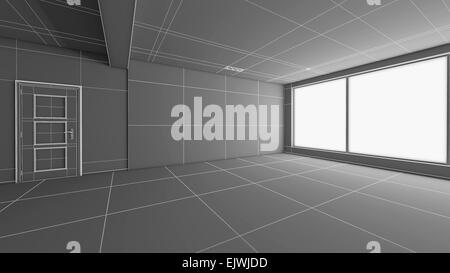 Interior rendering of an empty room without textures Stock Photo - Alamy