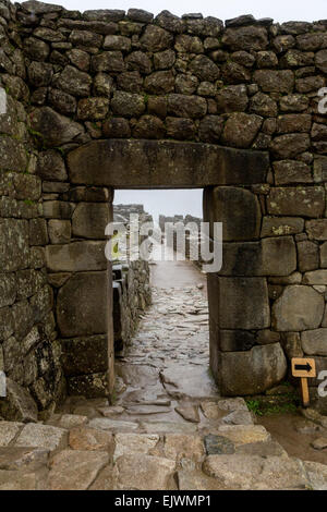 City gate of Machu Picchu - main gate - Peru Stock Photo - Alamy