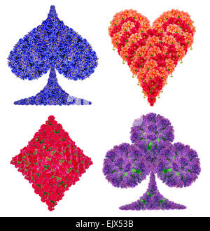 Playing card suits symbols isolated on white background. 3D ...