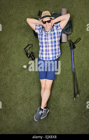 A vertical shot of a male hiker in a forest Stock Photo - Alamy