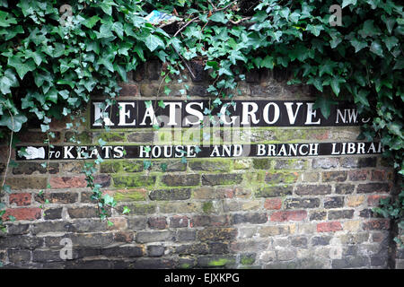 Street sign, Keats Grove, Hampstead, London Borough of Camden, Greater ...