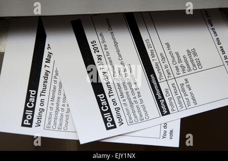 South Cambridgeshire, UK. 2nd April 2015. Poll cards are being ...