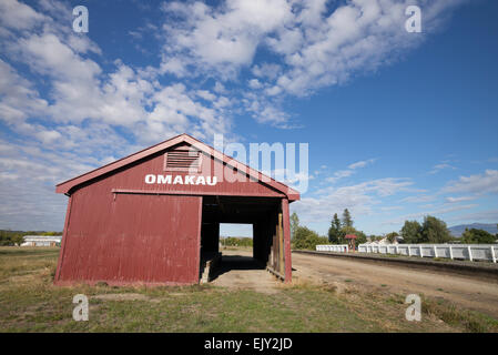 Sheep barn at railhead Omakau, Otago region, south island, New Zealand Stock Photo - Alamy