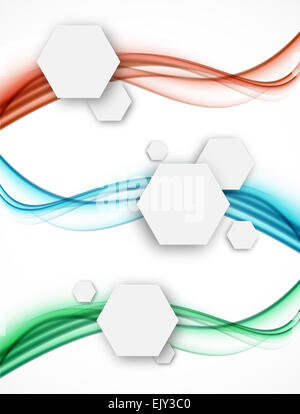 Set of wavy soft banners. Abstract template design Stock Photo - Alamy