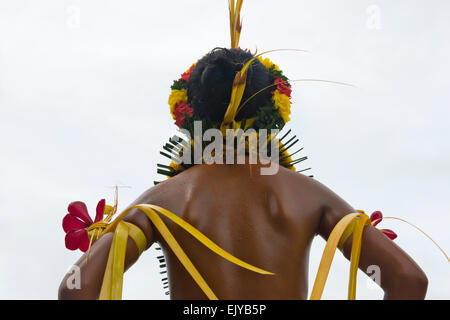 Yapese men in traditional clothing carrying hand bag at Yap Day ...