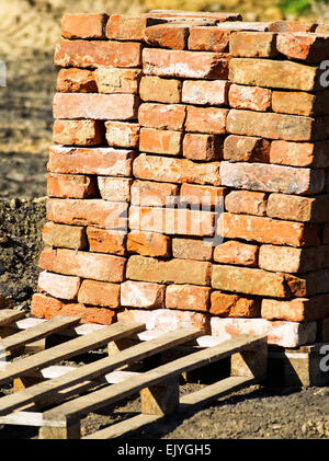 Pallet a red brick building material stack of new red bricks for ...