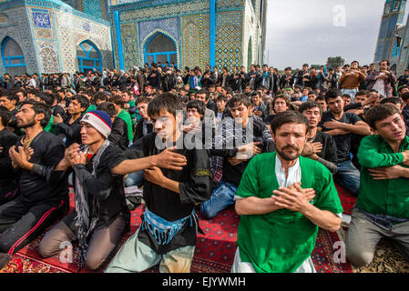 Shia Muslims listening the festive sermon and beating themselves in ...