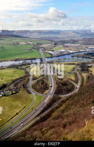 Motorway M90 at Perth, Scotland, Frairton bridge over the River Tay ...