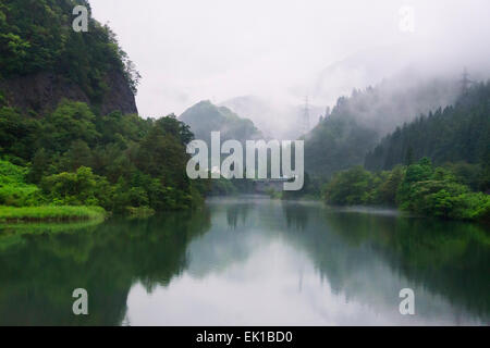 mountain river in forest and village alps Stock Photo - Alamy