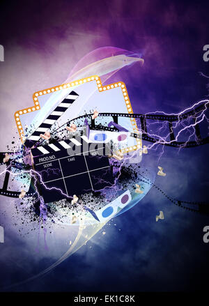 Cinema, movie, cinematography advert poster or flyer background with ...